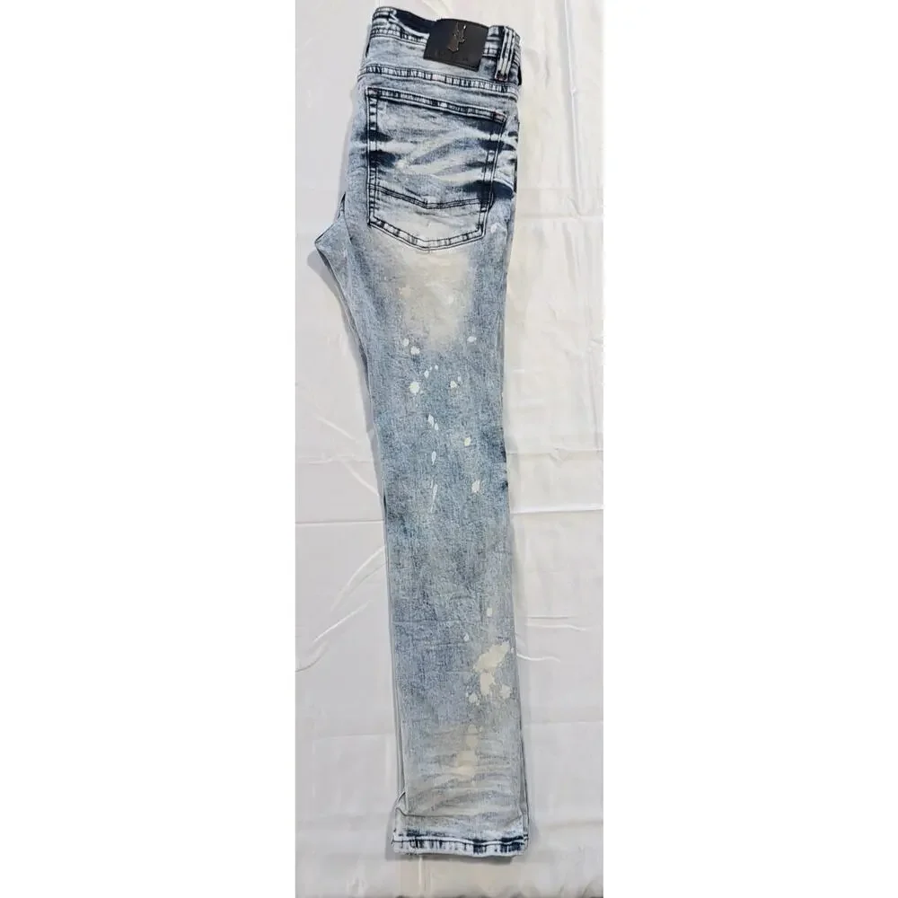 Makobi | Jeans | Makobi Acid Wash Distressed Sequin Light Blue Red ...